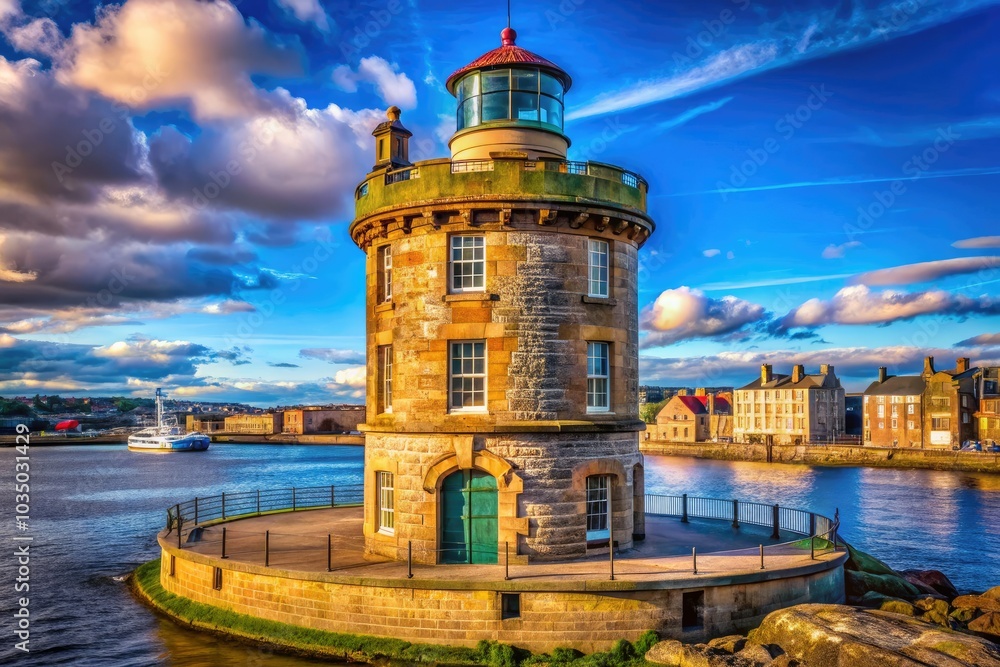 The Historic Stone Circular Signal Tower in Leith embodies maritime ...