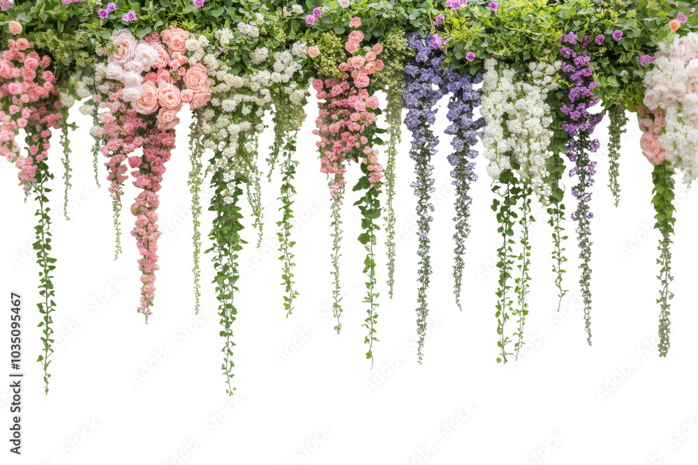 Colorful floral decoration with greenery. Transparent background png ...