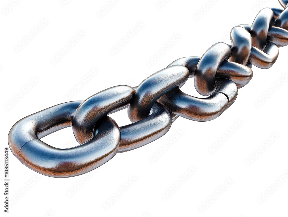Metallic chain link PNG isolated on transparent background, white ...