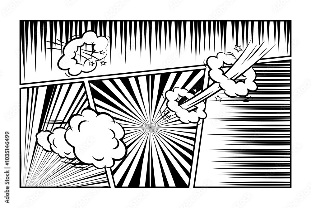 Set of manga comic speed line, zoom and motion effects background ...