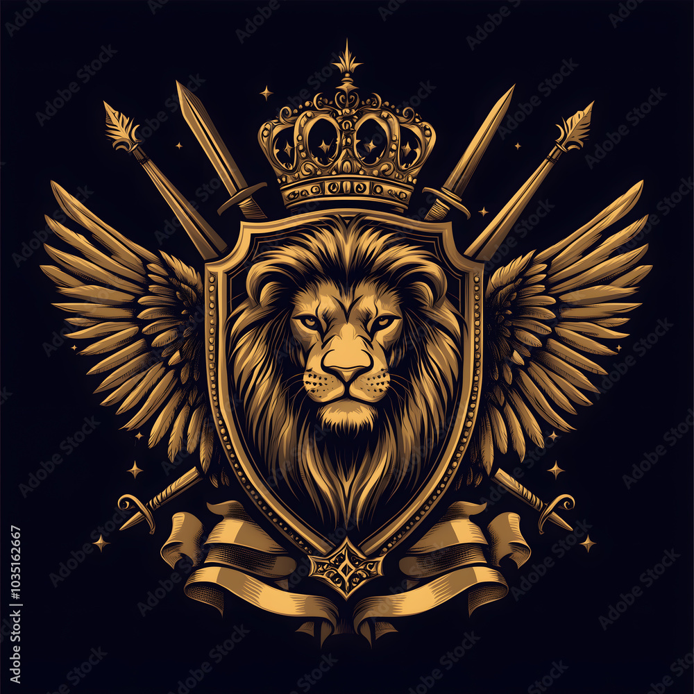 Illustration Stock Lion Head Shield Vector Sign | Angry Roaring Lion ...