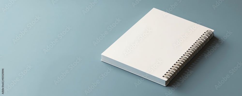 Realistic 3D spiral binder notebook mockup on a soft gray backdrop ...