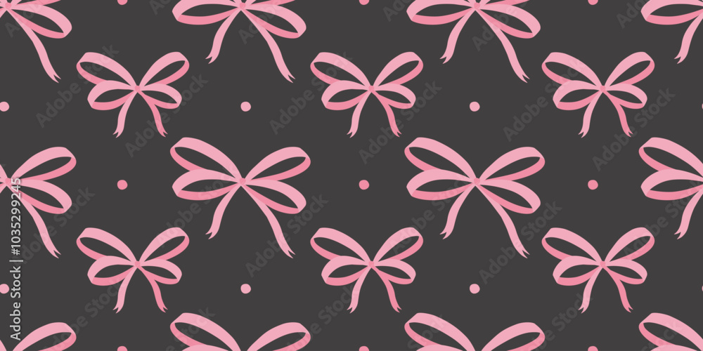 Coquette ribbon bow seamless pattern vector illustration. Cute repeated ...