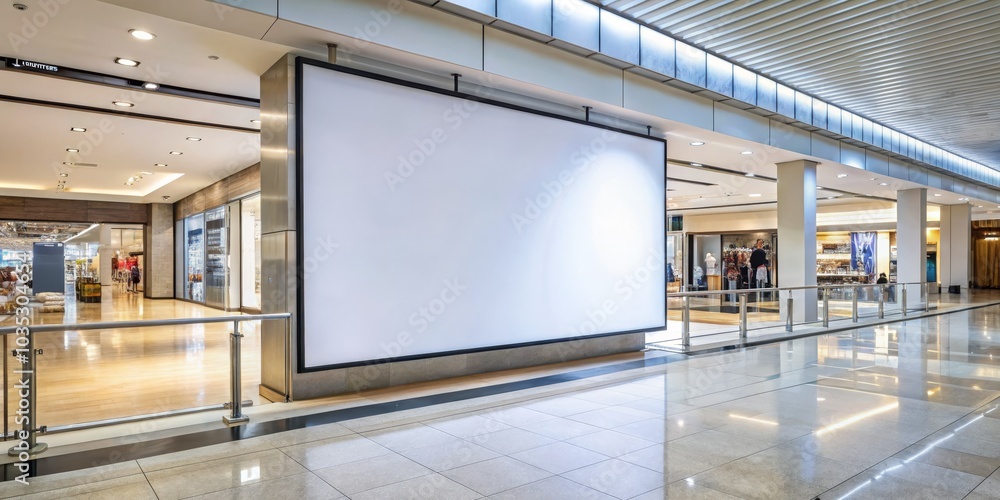 Blank Billboard Mockup in Modern Shopping Mall, Interior Design, Retail ...
