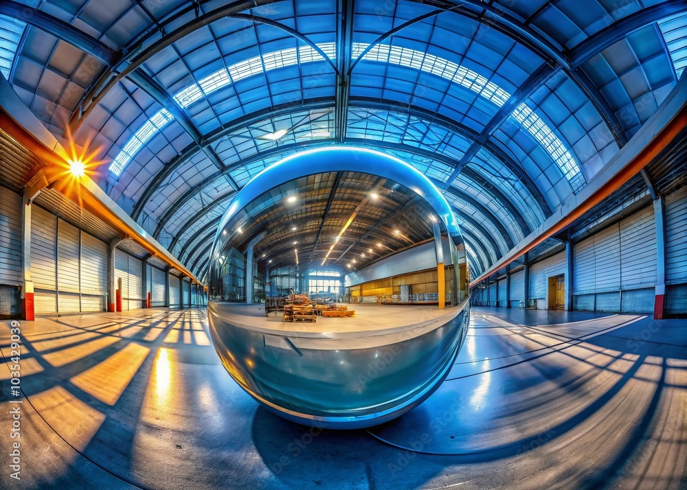 High Contrast Industrial Hall Portrait with 8K HDRI Map and Spherical ...