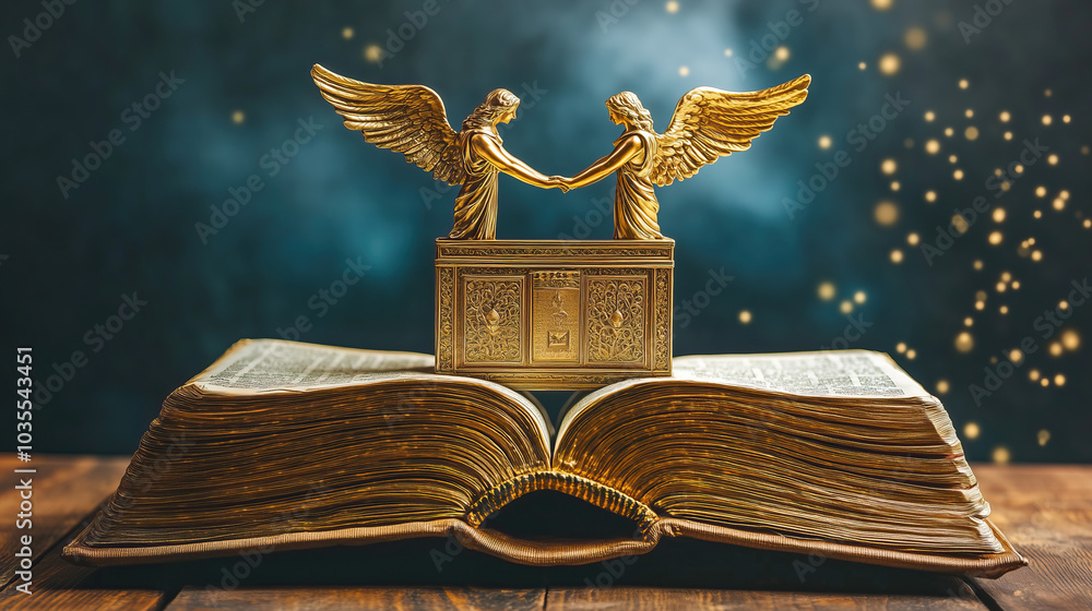 open book with Ark Of The Covenant Stock Photo | Adobe Stock