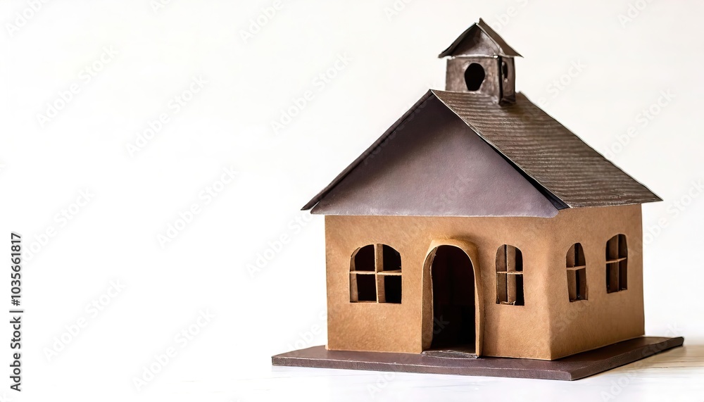 paper origami concept of an old wooden school house, structures that ...