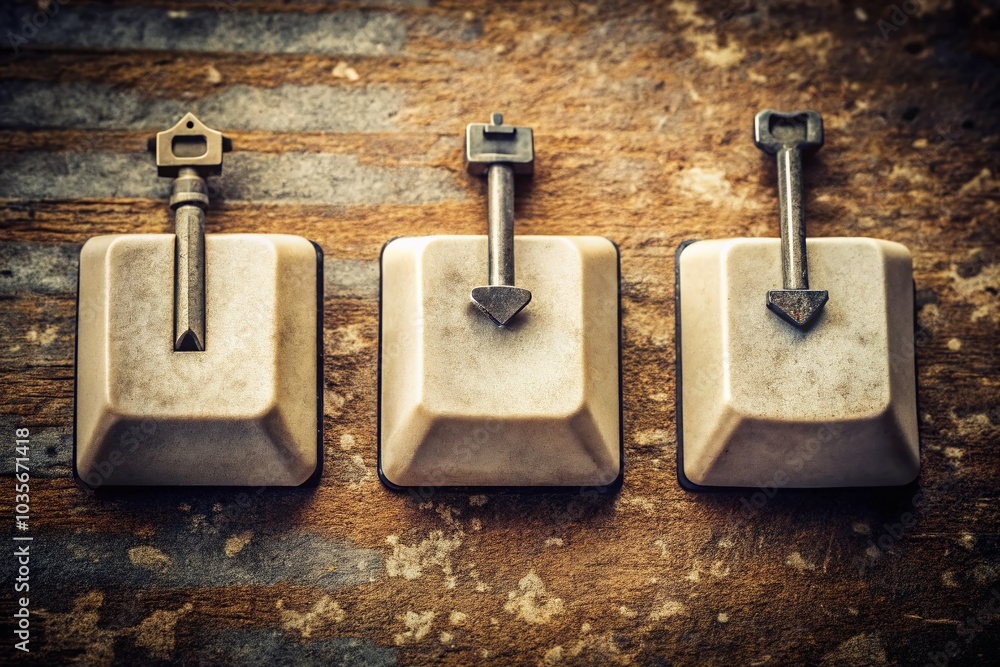 Conceptual Photography of Old and New Keyboard Keys with Arrows for ...