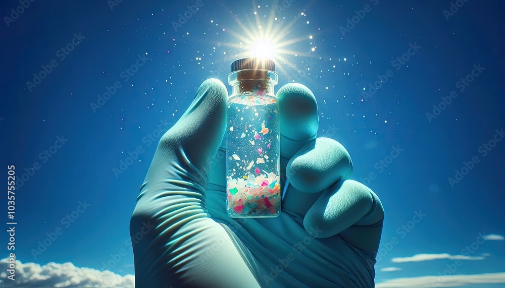 Scientist Holding a Glass Vial Containing Water Contaminated with ...