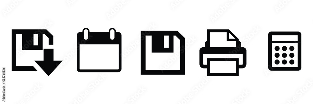Office document icon set in line style. download, print office simple ...