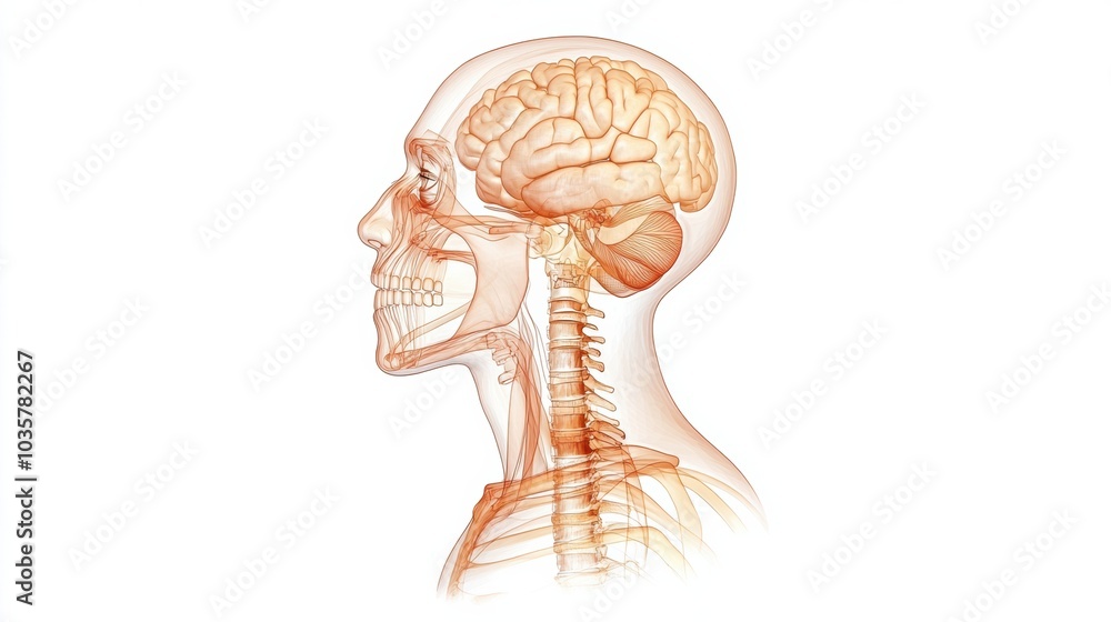 Cross section of the Human Brain Anatomy Revealing Cerebrum and Skull ...