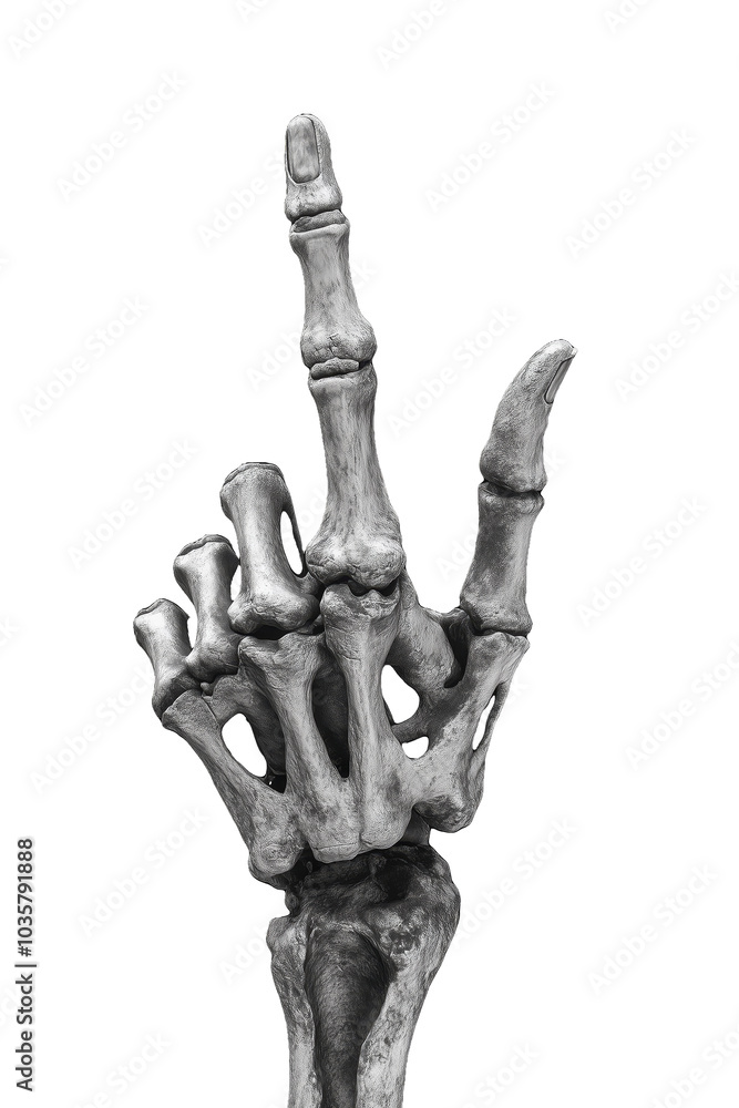 Realistic Bone Hand Gesture with Pointing Finger on Transparent ...