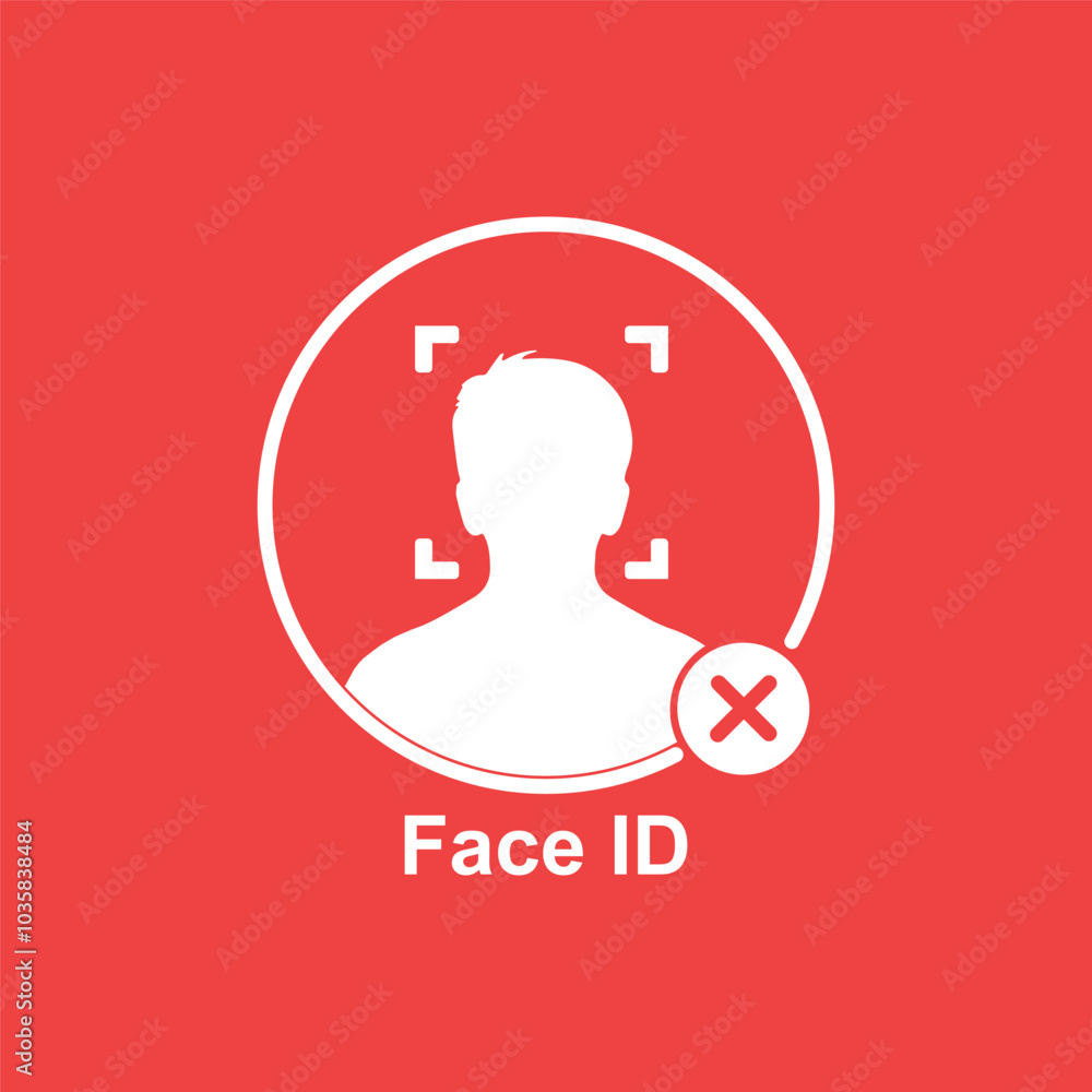 face id cancel red logo isolated on white. concept of gaining access to ...