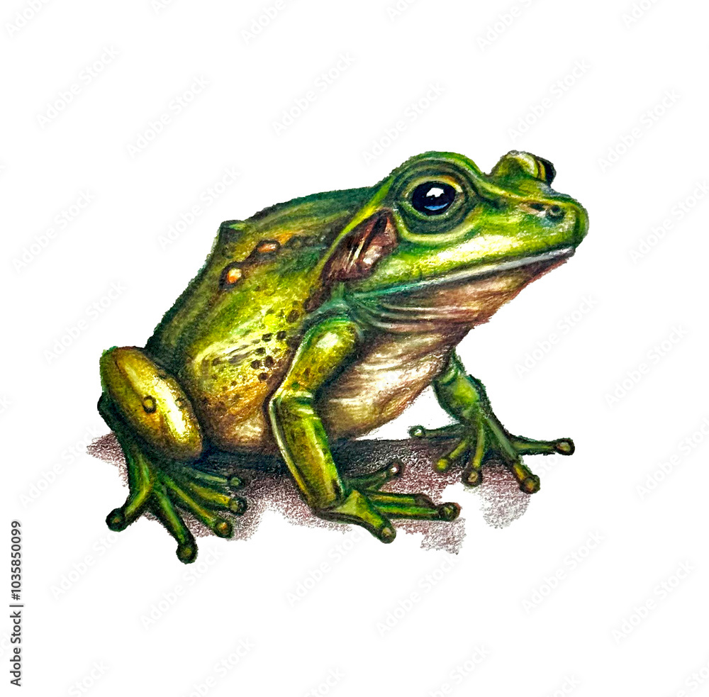 hermosa y curiosa ilustración de rana exótica hecha con colores ...