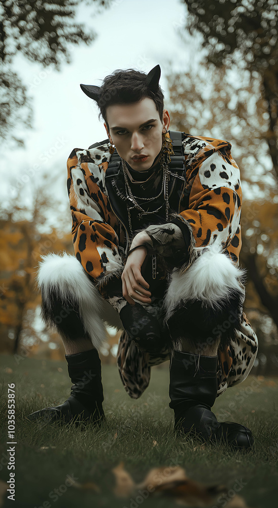 A Quadrober in the park is a young guy wearing a cat mask and ears ...