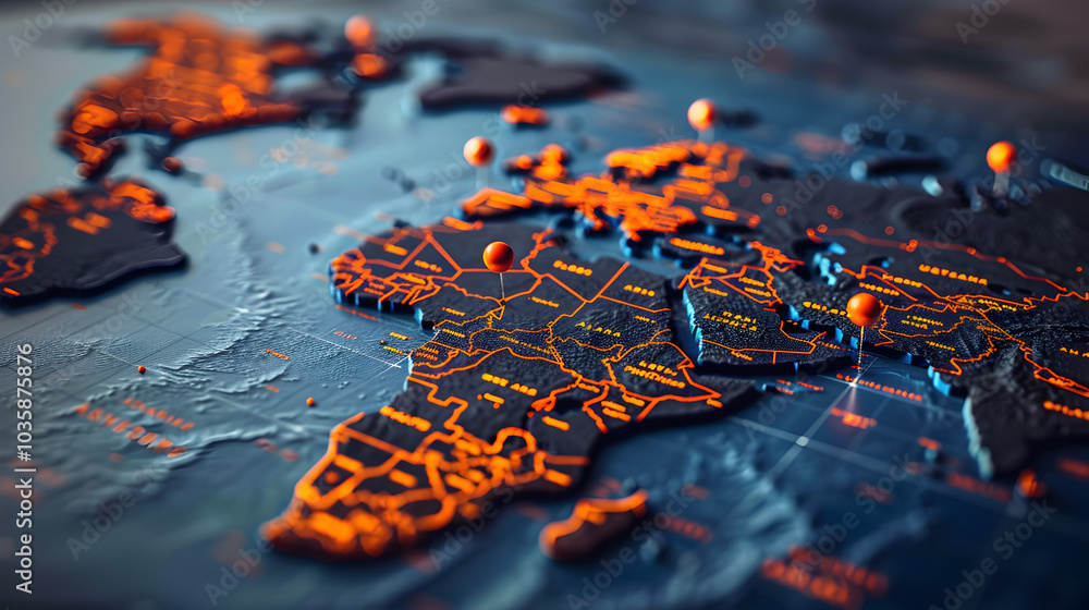 Detailed map highlighting regions of Africa and the Middle East with ...