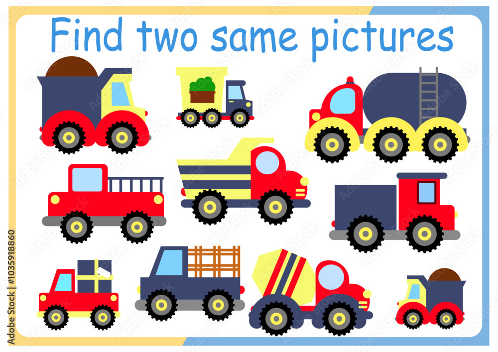 Find two identical pictures kids puzzles vector illustration. Activity ...