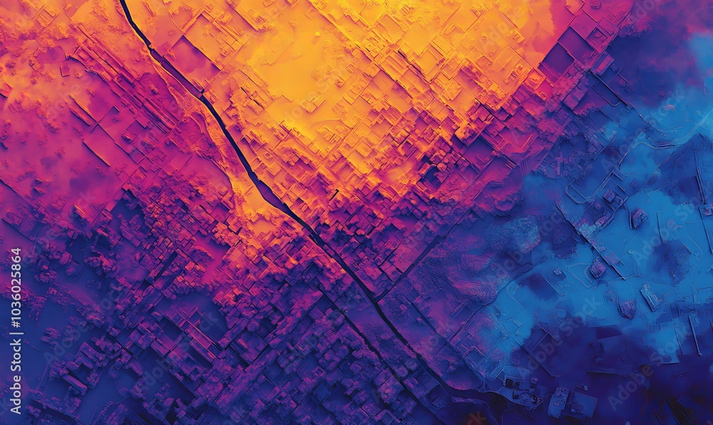 Stock-Illustration „Heatmap of an urban landscape, with vibrant colors ...