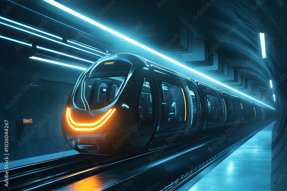 Futuristic AI-Powered Underground Transport System with Sleek Train ...