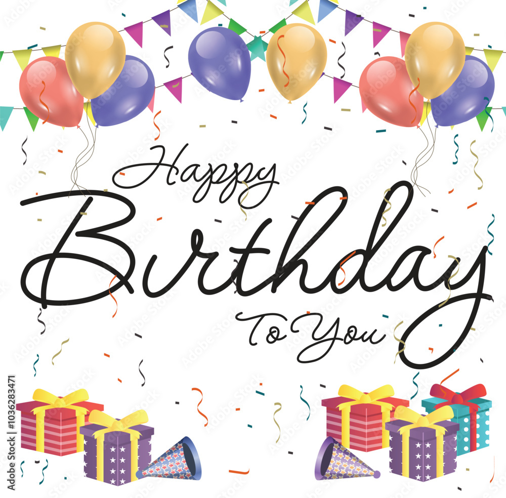 Happy birthday vector transparent background. colorful happy birthday ...