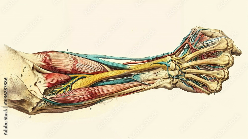 Anatomy Of Carpal Tunnel Syndrome Hand Drawn Diagram Featuring Median 0488