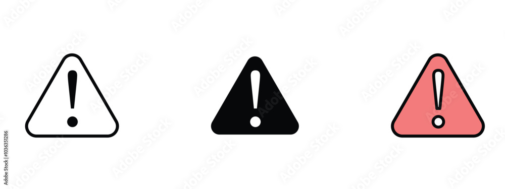 Warning icon in outline, silhouette amd editable colors. All icons are ...