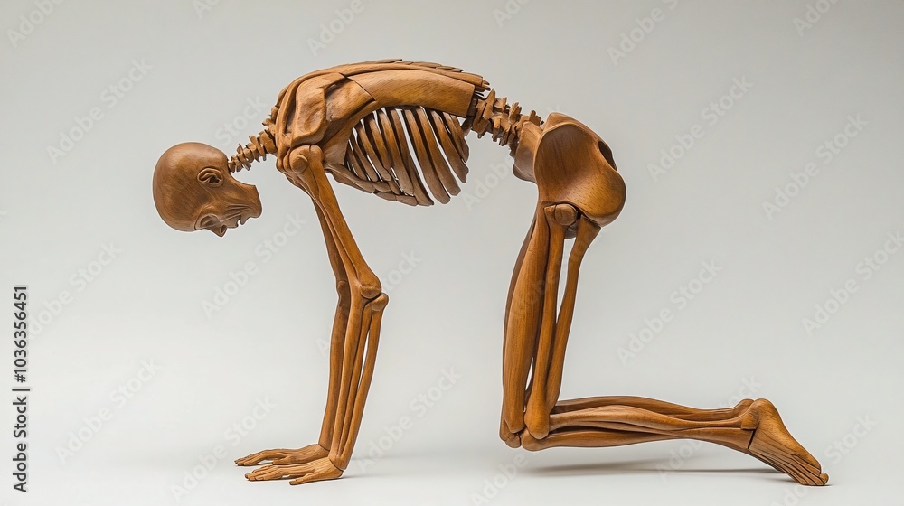 2408 20.A wooden articulated figure shown bent forward, with one arm ...