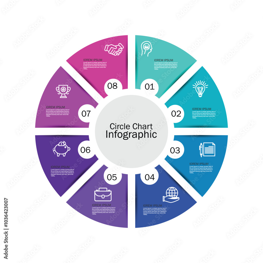 Infographic circular vector template with 8 options, parts. 8-step ...
