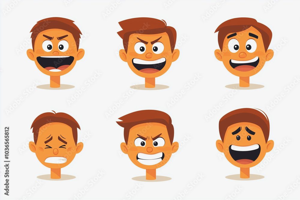 series of cartoon faces with different expressions, including a ...