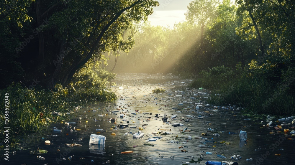 Environmental impact of plastic pollution in river ecosystems Stock ...