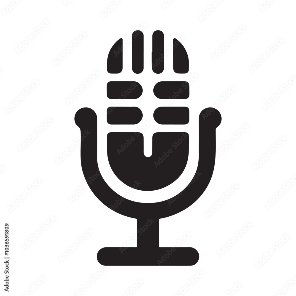 Microphone Icon Silhouette Logo Sticker Vector Isolated on White ...