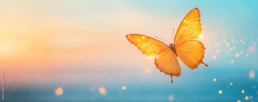 Ethereal butterfly rising from a book with glowing golden energy ...