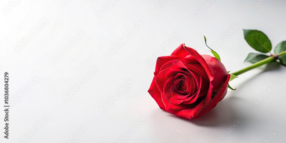 plain white background with single red rose Stock Illustration | Adobe ...