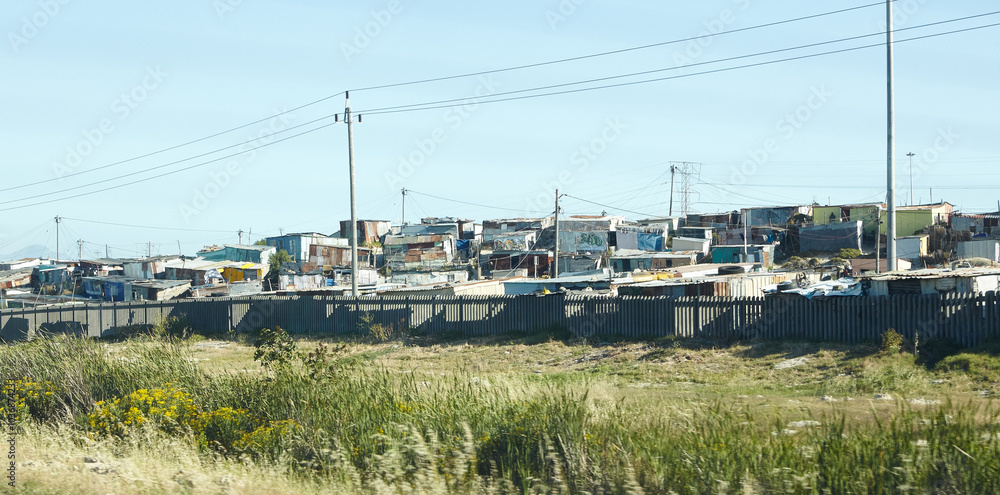 Informal, settlement and urban in city with poverty, slums and housing ...