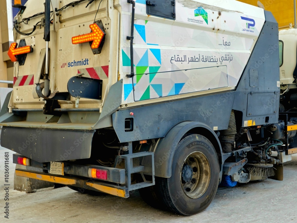 Mecca, Saudi Arabia, June 12 2024: Schmidt garbage large mobile truck ...