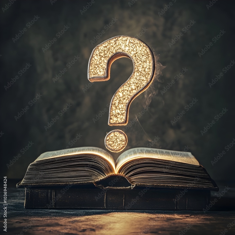 A Mystical Question Mark Emerges From the Illuminated Pages of an Open ...