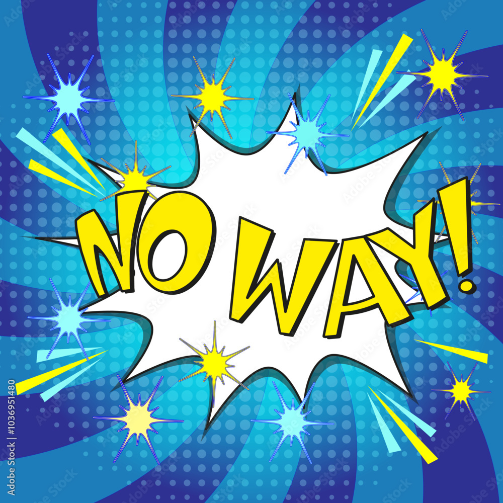 Comic lettering no way. Vector bright cartoon illustration in retro pop ...