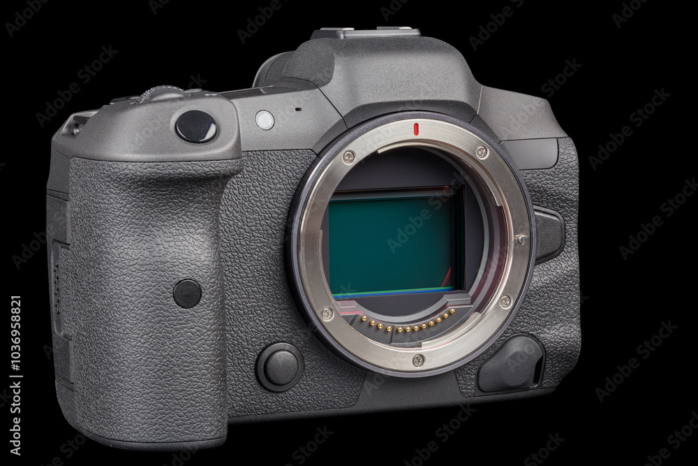 black 2020s professional 35mm full-frame mirrorless camera body with ...