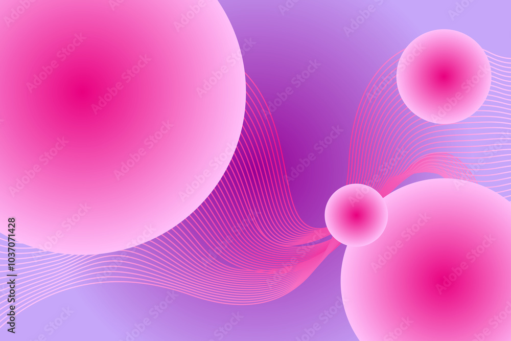 pink background with balloons geometric circles blob shapes fluid ...