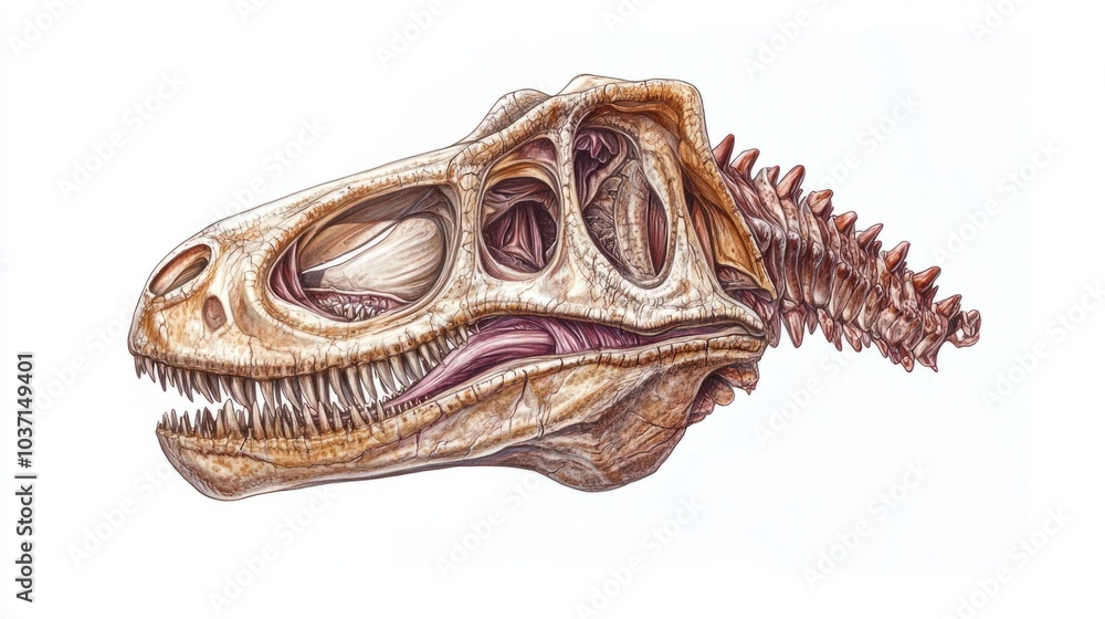 Anatomy of a Ceratosaurus skull, showing the nasal horn and strong jaw ...