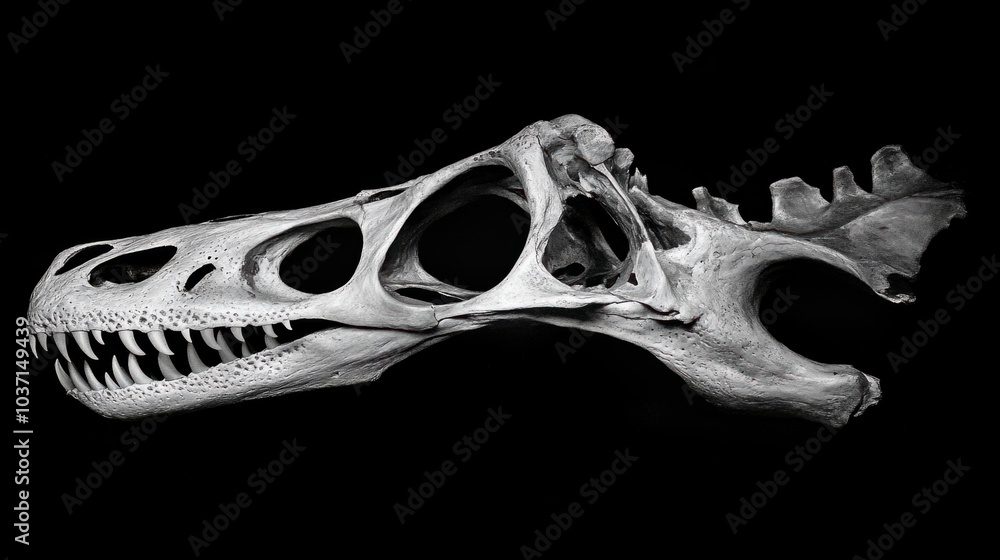 Anatomy of a Ceratosaurus skull, showing the nasal horn and strong jaw ...