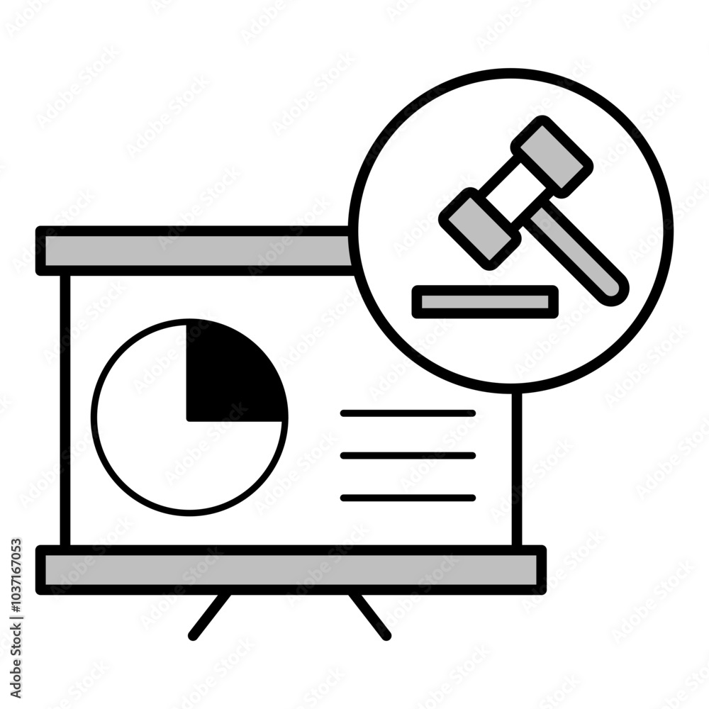 Legal Validation Icon. Gavel on a Presentation Board – Vector ...