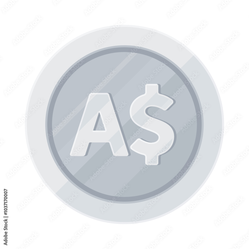 Silver coin with Australian dollar sign. Economy, finance, investment ...