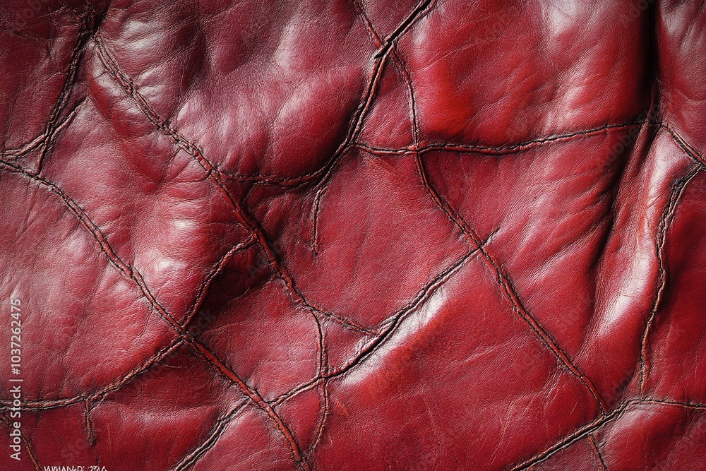 Red leather texture background, close up. Red color of the skin surface ...