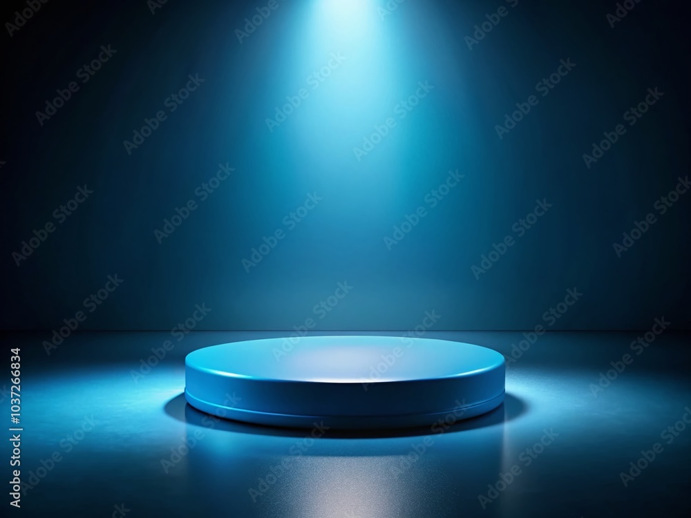 Illuminating Blue Glowing Round Stage on Dark Background for Dramatic ...