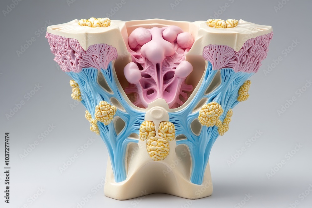 Lymphatic vessels, illustrated in a cross-sectional view of the abdomen ...