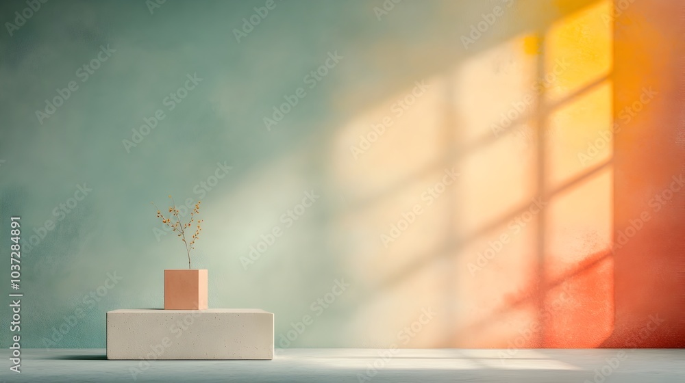 Captivating 3D studio environment with an eclectic color palette bare ...