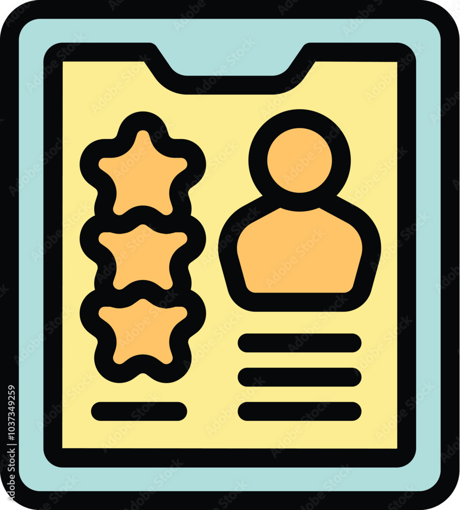 Colorful icon of a employee performance review, showing three gold ...