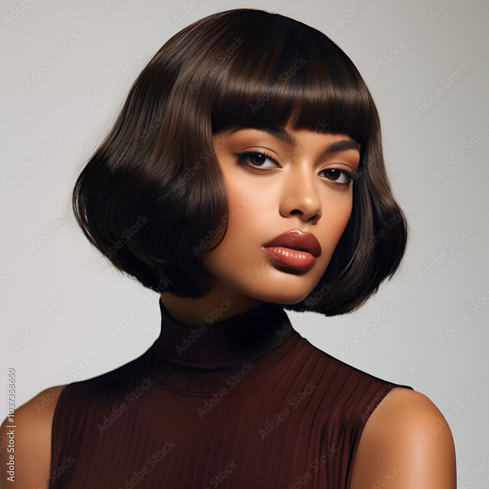 beautiful young model with extremely long, silky, smooth, curly ...