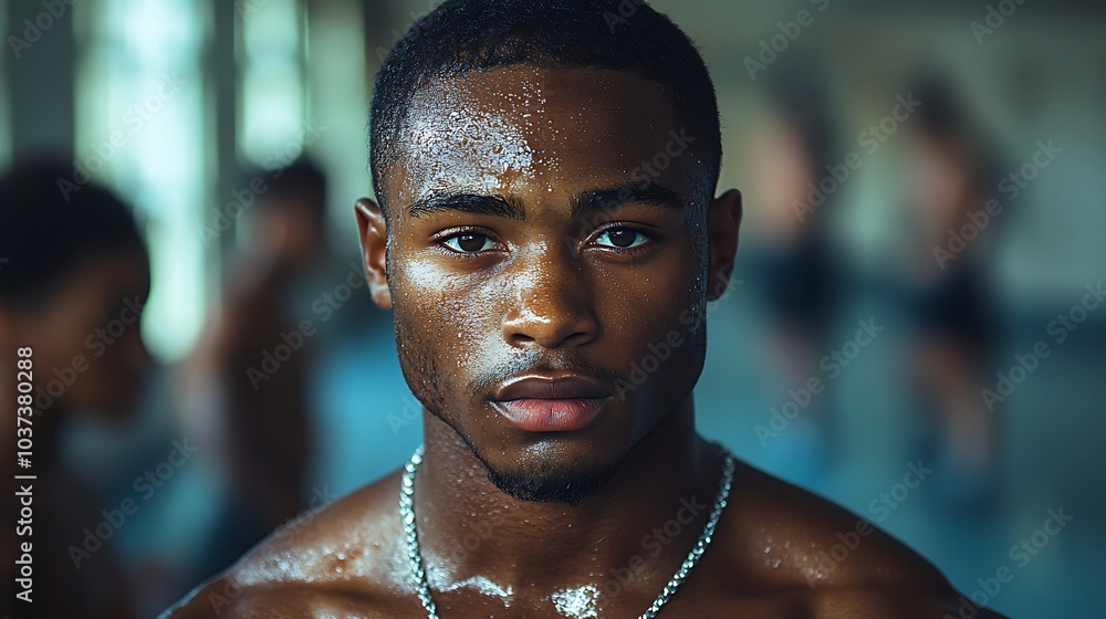 The confident high school senior firefighter flexes in gym class ...